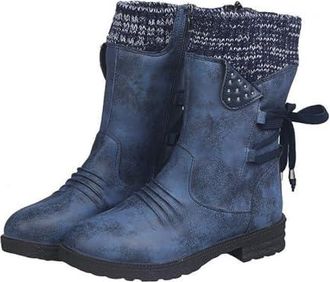 Generic Bottes dhiver Mi-Hautes pour Femme Bottines &Agrave; Cheville Tendance,Fermeture &Eacute;clair Lat&eacute;rale,&agrave; Talon Bas, R&eacute;tro &Eacute;l&eacute;gant Confort Chaude Boots Chaussures D