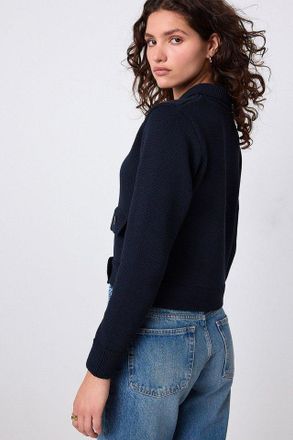 Next Strickjacke Strickjacke mit Kragen und goldfarbenen Kn&ouml;pfen (1-tlg)