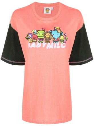 Bapy by A Bathing Ape t-shirt colour block à logo imprimé - Rose