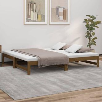 vidaXL Tagesbett Ausziehbar Honigbraun 2x(90x190) cm Massivholz Kiefer Vidaxl