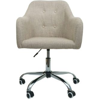 Hhg Chaise de bureau HHG 123, chaise pivotante chaise de bureau chaise dordinateur fauteuil de bureau chaise, avec accoudoirs, tissu/textile crème