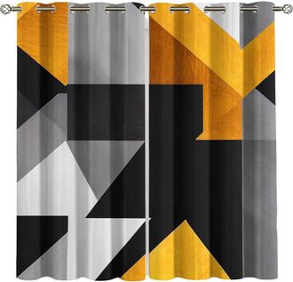 Generic Verdunkelungsvorhang Mit Ösen, 3D Bunte Abstrakte Geometrie 280X250 cm (B + H) Hotelbüro, Wohnzimmer, Schlafzimmer, Kinderzimmer, Kurze Vorhänge, 2Er-