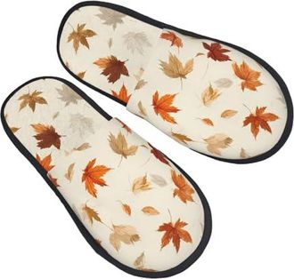 Generic Pantoufles en forme de citrouille aquarelle pour homme et femme - Motif feuille d&eacute;rable - Antid&eacute;rapantes - Confortables - En mousse &agrave; m&eacute;moire de forme
