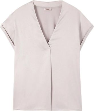 Oltre Femme, Blouses et Chemises, Beige, Taille: 44 FR T-shirt bicolore col V