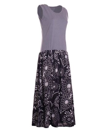 vishes Maxikleid Damen Wadenlang Baumwolle Casual Bedruckt Verstellbares Kleid Alternative Mode, Boho, Hippie, Ethno, Festival