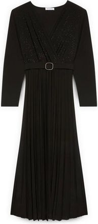 Fiorella Rubino Femme, Robes, Noir, Taille: 40 FR Robe avec jupe pliss&eacute;e et ceinture