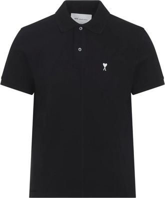Ami Homme, Tops, Noir, Taille: M Polo Contrasted Ami de Coeur