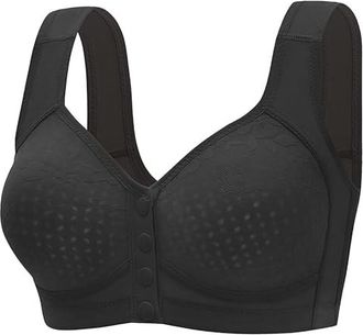 Generic Haut avec fermeture &agrave; bouton-pression en dentelle pour femme - Couverture compl&egrave;te - Soutien-gorge confortable sans armatures - L&eacute;g&egrave;rement doubl&eacute; - Sa