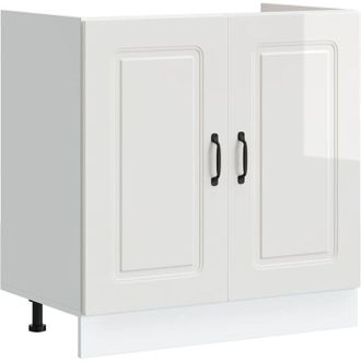 vidaXL Meuble bas pour &eacute;vier Kalmar blanc brillant 80x46x81,5 cm vidaXL