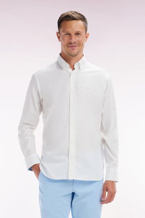Eden Park Chemise En Coton Pinpoint Blanc Broderie 10 Coupe Droite