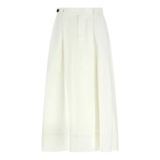 Brunello Cucinelli Femme, Jupes, Blanc, Taille: 38 FR Jupe Sartoriale en Twill avec Monili