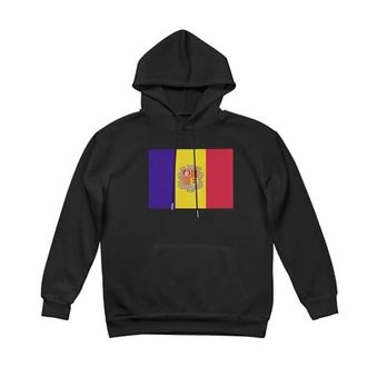 Generic Sweat &Agrave; Capuche Patriotique Andorre Drapeau Amusant Drapeau Imprim&eacute; Graphique Sweat &Agrave; Capuche avec Poches Doublure Polaire Femmes Hoodie Plusieurs Cou