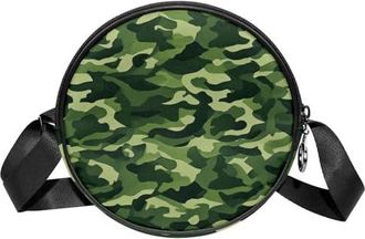 Generic Sac &agrave; bandouli&egrave;re Circle pour femme, petit sac &agrave; bandouli&egrave;re camouflage avec fermeture &eacute;clair, bretelles r&eacute;glables, sac &agrave; main rond d&eacute;contract&eacute; pour f