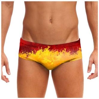 Generic Maillot de bain d&eacute;t&eacute; extensible pour homme avec bande &eacute;lastique imprim&eacute;e en 3D, jaune, XXL