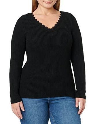 Only ONLJENNIE Life L/S Lace Pullover EX KNT Sweater, Noir/détails : Dentelle DTM, S Femme