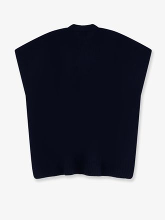 Alysi Womens Sleeveless Merino-Cashmere Sweater Blue Merino Wool