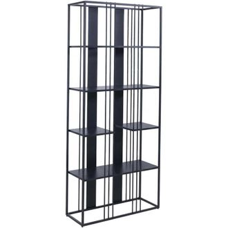 Hhg Regal HHG-626, B&uuml;cherschrank Hochschrank, Industrial Metall Melamin MVG-zertifiziert 180x80x31cm schwarz, schwarz