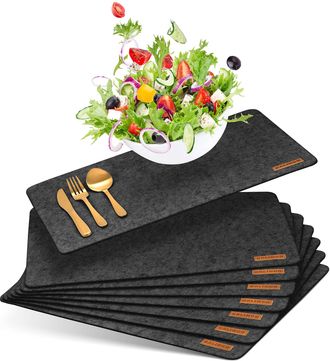 Balinco Filz Tischsets 8er Set, Rechteckige Hitzebest&auml;ndige und Abwaschbare Platzsets 44x32 cm, Pflegeleichte Tischuntersetzer in Anthrazit f&uuml;r Teller & Beste