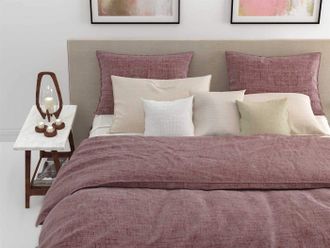 Zo!Home Cotton Bettw&auml;sche 135x200 cm Lino Ochre Wine Red dunkelrot meliert Uni