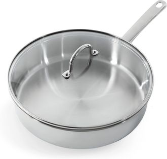 BK Bright 18/10 Edelstahl Schmorpfanne Ø 28 cm Mit Deckel,Hoher Rand, Professionelles Kochen, Unbeschichtet, 3-Ply,Kaltgriff,Induktion,Edelstahl Poliert,