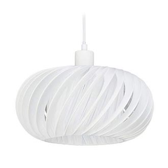 Relaxdays Hängelampe, Gitter-Optik, runder Schirm, E27 Fassung, 60W, Kunststoff, Stahl, Pendelleuchte, Ø 31 cm, weiß, 125 x 31 x 31 cm