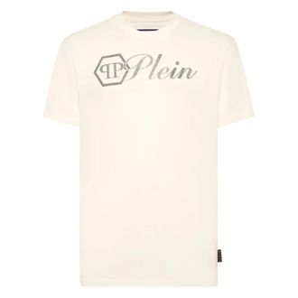 Philipp Plein Rundhals-T-Shirt voller Steine - - Tops - Herren - Beige - M