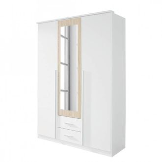 rauch home24 Dreht&uuml;renschrank Krefeld 136cm Wei&szlig;/Alpinwei&szlig;/Eiche Sonoma Dekor