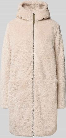 Camel Active Mantel aus Teddyfell mit Kapuze und Zweiwege-Rei&szlig;verschluss