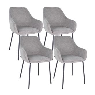 Kick Collection 4er Set Esszimmerst&uuml;hl Guus - Dunkelgrau - Modern und Hochwertig - Strukturierter Stoff en Metall - Erh&auml;ltlich in vielen Farben