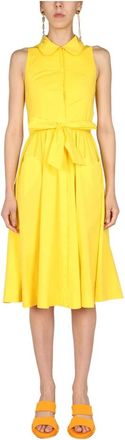 Moschino Femme, Robes, Jaune, Taille: 38 FR Robe Sans Manches &agrave; Poches Coeur