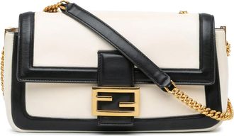 Fendi Hobo Bags - Bicolor Leather Chain Baguette - Gr. unisize - in Wei&szlig; - f&uuml;r Damen