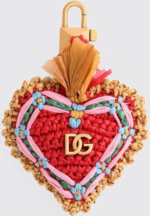 Dolce & Gabbana herzf&ouml;rmiger Schl&uuml;sselanh&auml;nger aus Bast mit gesticktem DG-Monogramm