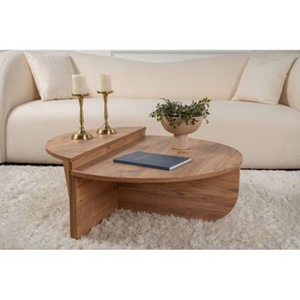 Hanah Home Hanah Home - Table Basse Gigogne Ronde Bois en Pin Atlantique, Deux Pi&egrave;ces, 90x30x60 cm et 85x35x30 cm, Design Polyvalent, Pour Salon ou Bureau