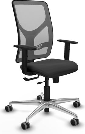 Piqueras y Crespo Arbeitsstuhl mit 1D-Armen, h&ouml;henverstellbare Lendenwirbelst&uuml;tze, ausgestattet mit Syncro/Traslack und Schneideschaum, mit Rollen 65 mm, Parkett, Grau/