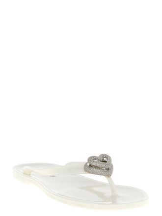Mach & Mach Double Heart Sandals - White