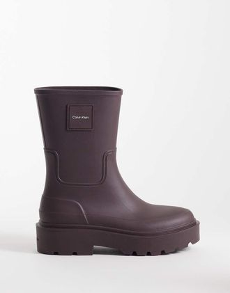 Calvin Klein bottes de pluie &eacute;paisses bordeaux-Marron