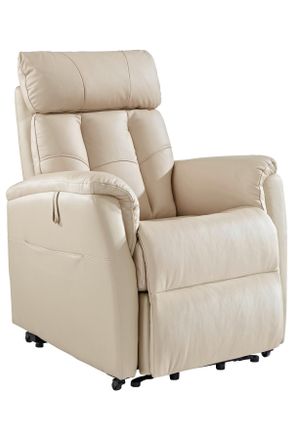 Cantus Fernsehsessel, Beige, Metall, Kunststoff, Textil, Leder, Kombination Echtleder/Lederlook, B&uuml;ffelleder, 82x107x94 cm, Aufstehhilfe, Wohnzimmer, Sessel,