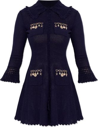 Self Portrait Femme, Robes, Bleu, Taille: 40 FR Robe Pantalon avec Pendentifs