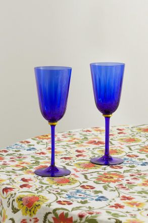 La DoubleJ Set De Deux Verres À Vin En Verre De Murano Rainbow - Bleu