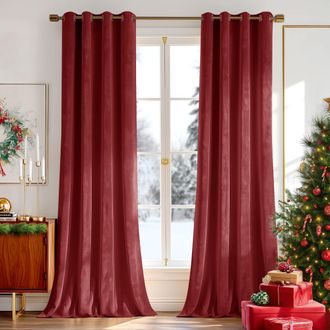 Deconovo Samtvorhang Blickdicht Gardinen mit &Ouml;sen Velvet Vorh&auml;nge Samt Verdunkelungsvorhang f&uuml;r Wohnzimmer Schlafzimmer Vorhang Verdunkelung, H290 x B140 cm, W