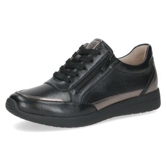 Caprice Caprice Damen Sneaker flach aus Leder mit Reißverschluss, Schwarz (Black Comb), 40 EU