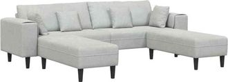 vidaXL Vidaxl - Samt Sofa mit Kissen 3 pcs Hellgrau 208 cm Samt