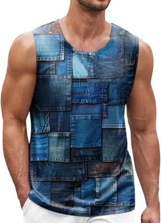 Generic D&eacute;bardeur sans manches pour homme - Motif camouflage - Couleur unie - Coupe d&eacute;contract&eacute;e - Pour la plage, Bleu 2, 4XL