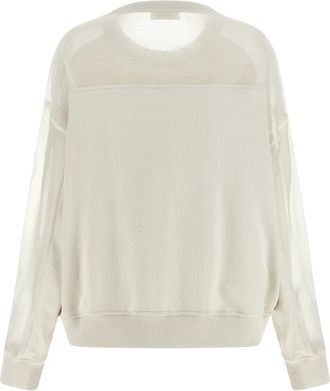 Brunello Cucinelli Organza and Monile Embroidery Sweatshirt - Ivory