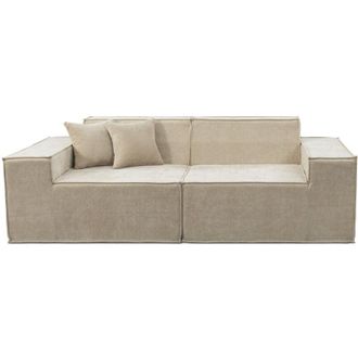 Habitat et Jardin Canap&eacute; droit modulable en tissu textur&eacute; Lusso - 3 places - Beige