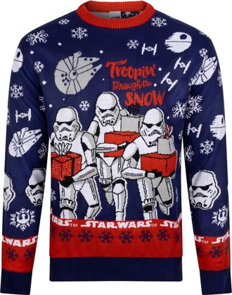 Disney Star Wars Trooping Through The Snow Weihnachtspullover f&uuml;r Herren, Blau, XXL