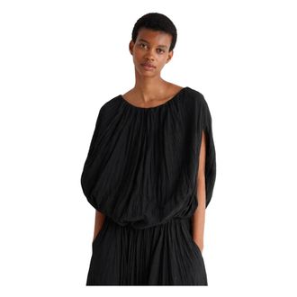 Meimeij Femme, Blouses et Chemises, Noir, Taille: 42 FR Blusa a Palloncino Plissettata