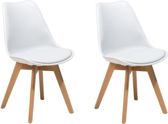 Beliani Beliani - Lot de 2 Chaises en Plastique Blanc et Bois de H&ecirc;tre pour Salle &agrave; Manger Dakota