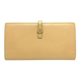 Chanel Portefeuille long vintage doccasion (bi-pli) - Femme - Pre-owned - Beige - Taille: ONE Size