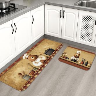 Generic Küchenmatten mit niedlichem Bärenmotiv, fantasievolles Cartoon-Design, weiche Matten, gepolstert, bequem, waschbar, rutschfest, Dekor-Teppiche für Küc
